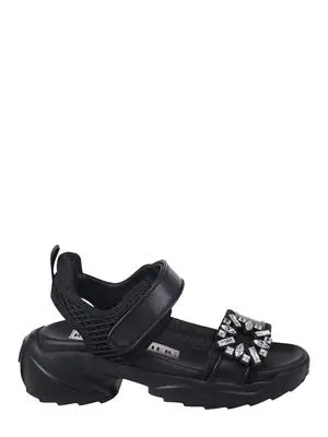 ROGER VIVIER Embellished Leather And Mesh Sandals - Black