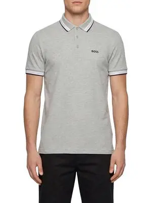 BOSS Basic Cotton Polo Shirt Grey