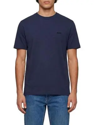 BOSS Cotton T-shirt With Logo Blue 1