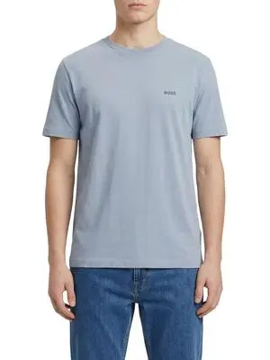 BOSS Cotton T-shirt With Logo Blue