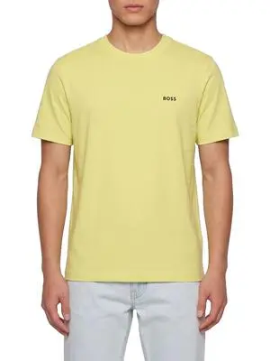 BOSS Cotton T-shirt With Logo Yellow