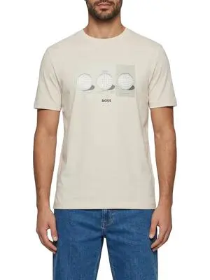 BOSS Printed Cotton T-shirt - Beige