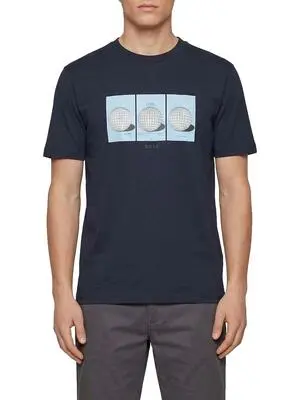 BOSS Printed Cotton T-shirt - Blue