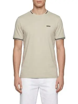 BOSS Cotton T-shirt With Logo - Beige