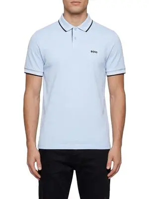BOSS Cotton Polo With Logo Blue 1
