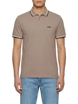 BOSS Cotton Polo With Logo Sand