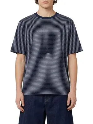 AMI Paris Striped Cotton T-shirt - Blue