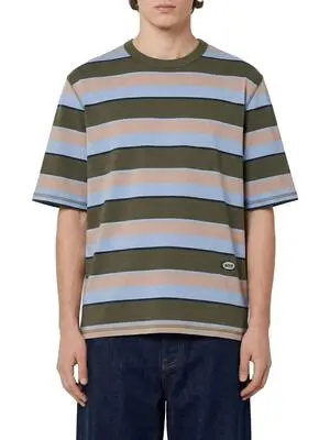 AMI Paris Striped Cotton T-shirt - Red