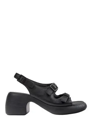 Camper Thelma Leather Heeled Sandals - Black