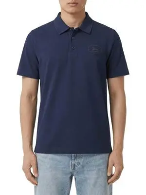 Burberry Cotton Polo Shirt With Ekd Logo Navy