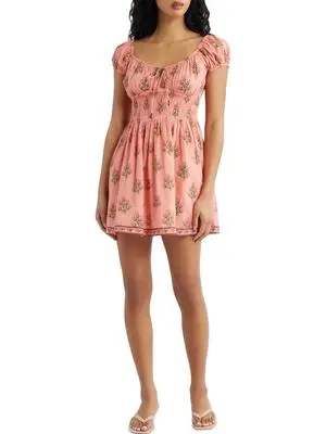 Saylor Carly Smocked Mini Dress - Multi