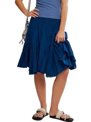 Free People Embroidered Godet Midi Skirt - Poseidon