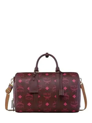 Mcm Small Ottomar Weekender Bag In Maxi Visetos Cinnamon