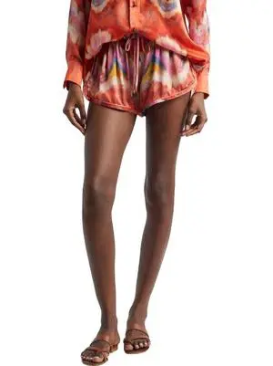 Zimmermann Kindred Spirit Alchemy Relaxed Silk Satin Shorts - Ruby Tie Dye