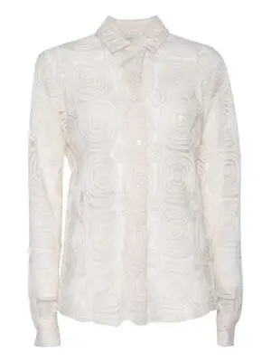 MAZZARELLI CAMICIE Tulle Shirt With Embroidered Roses - Other