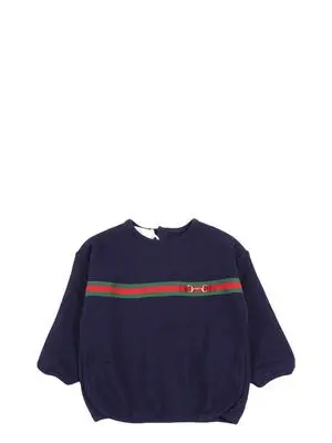Gucci Long Sleeve Felted Cotton Sweatshirt - Blu