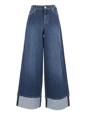 7 For All Mankind Marie Radar Wide-leg Jeans With Cuffs - Blu