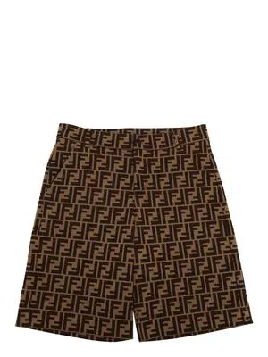 FENDI JR Ff Monogram Jersey Bermuda - Red