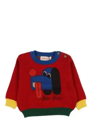 BOBO CHOSES Doggy Mate Jacquard Jumper - Red