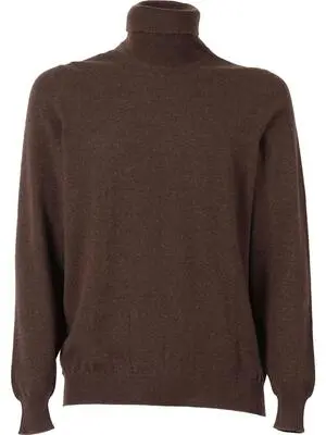 Fedeli Long Sleeve Knitted Turtleneck Sweater - Red