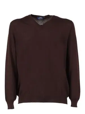 Fedeli V-neck Knitted Sweater - Red