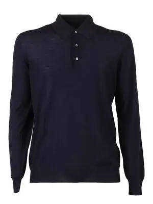 FEDELI Knitted Long Sleeve Polo Shirt
