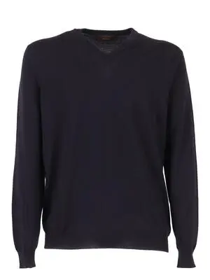 SLOWEAR V Neck Knit Top - Blu