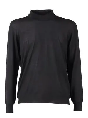 Fedeli Knitted Long Sleeve Mock Neck Sweater - Red