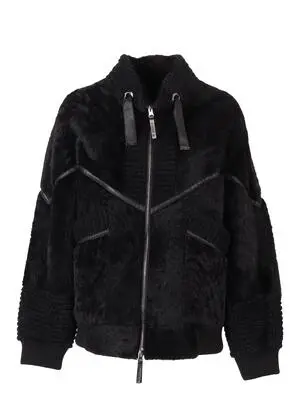 DIEGO M Nappa Leather Jacket With High Collar - Red