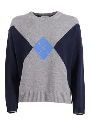 KANGRA Intarsia Rombo Crewneck Blu