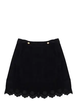 Chloé Floral Embroidered Velvet Skirt - Blu