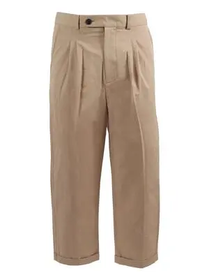 DR�LE DE MONSIEUR Cropped Pleated Cotton Trousers - Other