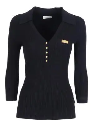 Elisabetta Franchi Tricot Knit Top - Red