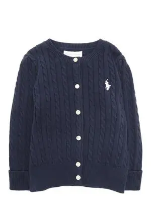Polo Ralph Lauren Mini Cable Knit Cotton Cardigan Blu