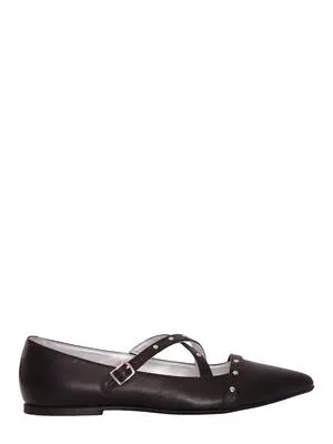 TWIN SET GIRL Leather Ballerinas - Red