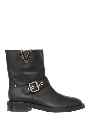 VIA ROMA 15 Biker Boots With Buckle Detail - Red