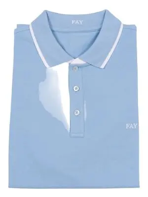 FAY Polo With Double Button Collar Blue