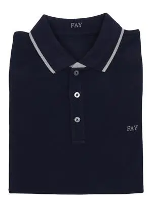 FAY Polo With Striped Details - Blu