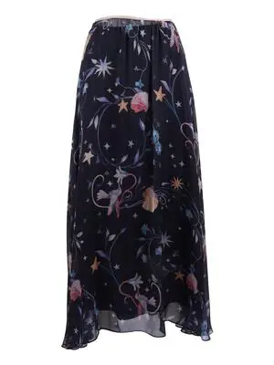 FORTE_FORTE Chiffon Stampa 'Deliverance' Skirt Blu