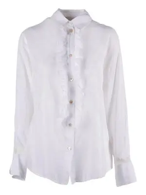 FORTE_FORTE Voile And Lace Shirt With Ruffle Detail - Blue