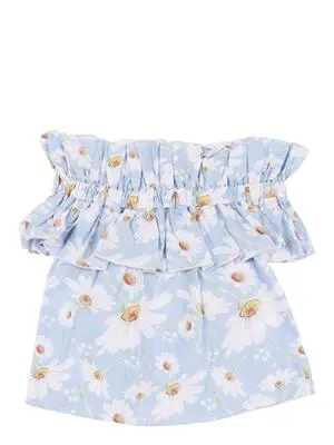 MAGIL Printed Poplin Top - Blue