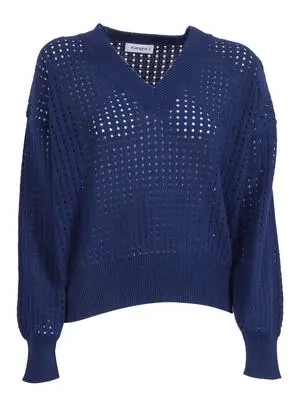 KANGRA Long Sleeve Net Pullover - Blu