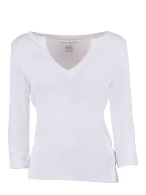 Majestic Filatures V-neck 3/4 Sleeve T-shirt - White