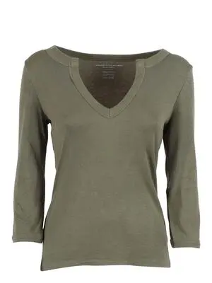 Majestic Filatures 3/4 Sleeve V-neck T-shirt - Green