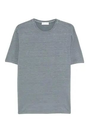 ROBERTO COLLINA Linen Crewneck T-shirt - Blue