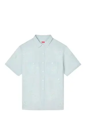 Kenzo Cartoon` Embroidered Short Sleeve Shirt - Blue