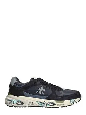 Premiata Mase Suede And Woven Trainers Navy