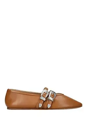 Le Monde Beryl Claudia Leather Ballet Flats - Camel