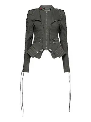JADED LONDON Charis Lace-up Stretch-denim Jacket - Grey
