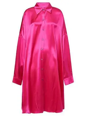 Dries Van Noten Dasia Silk Shirt Dress - Fuchsia